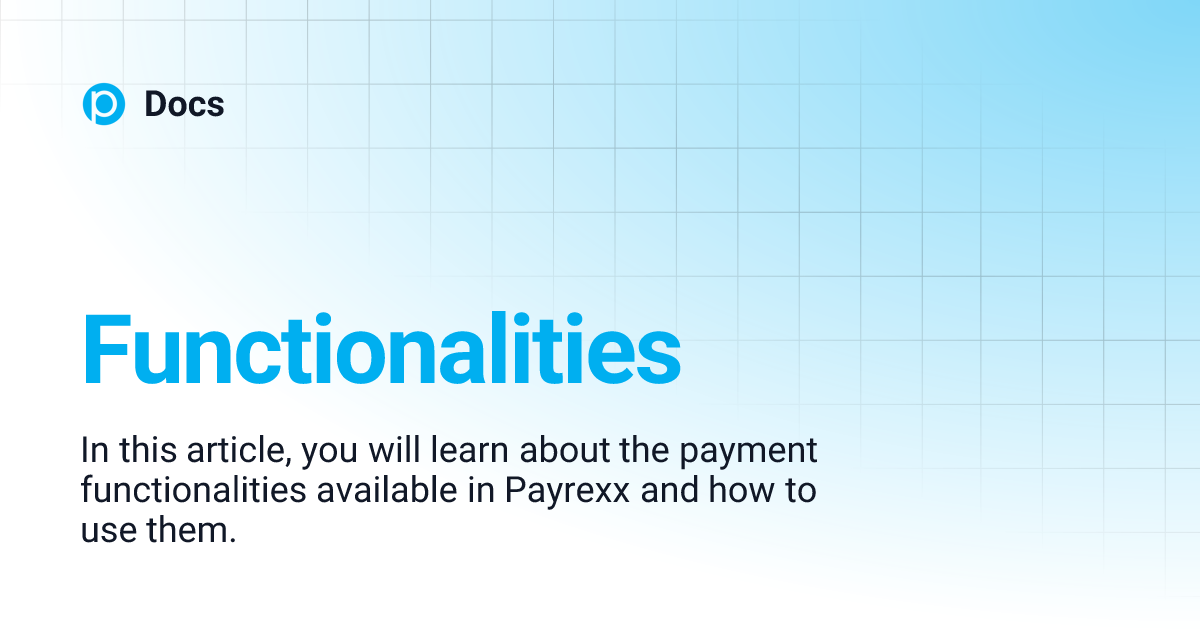 Functionalities | ENGLISH | Docs