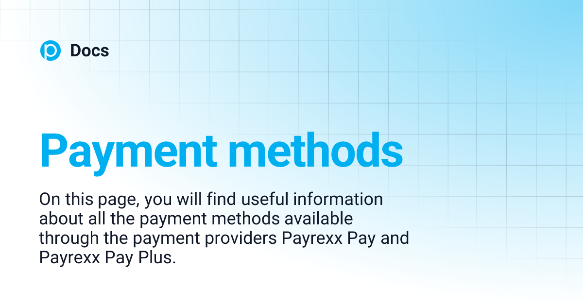 Payment methods | Docs