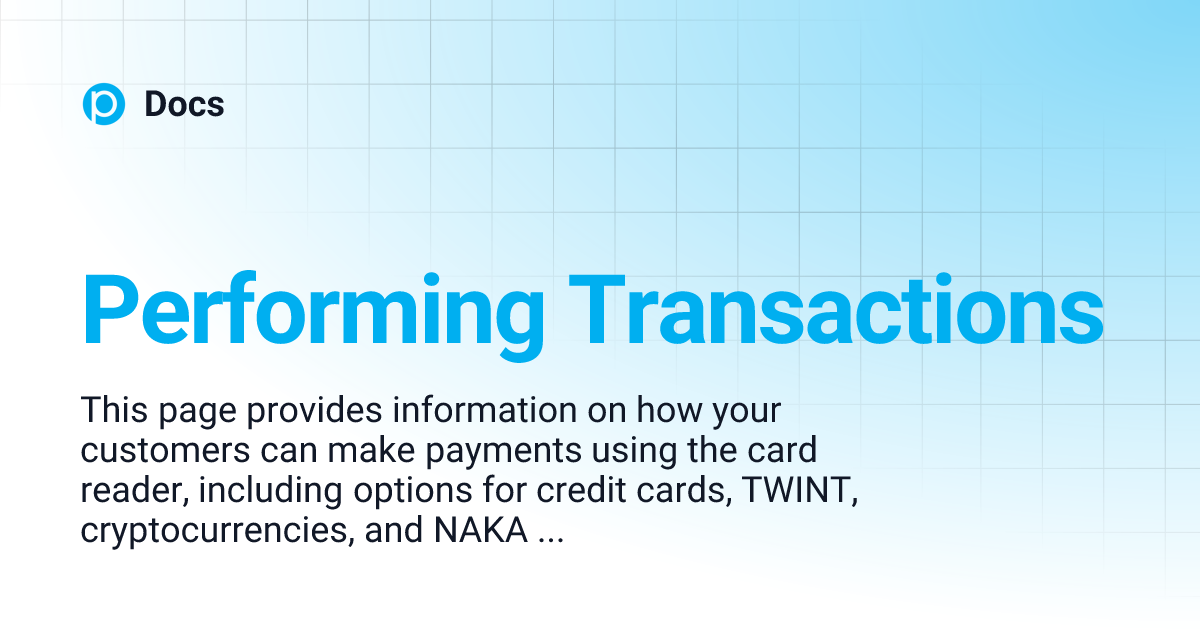 Performing Transactions | Docs