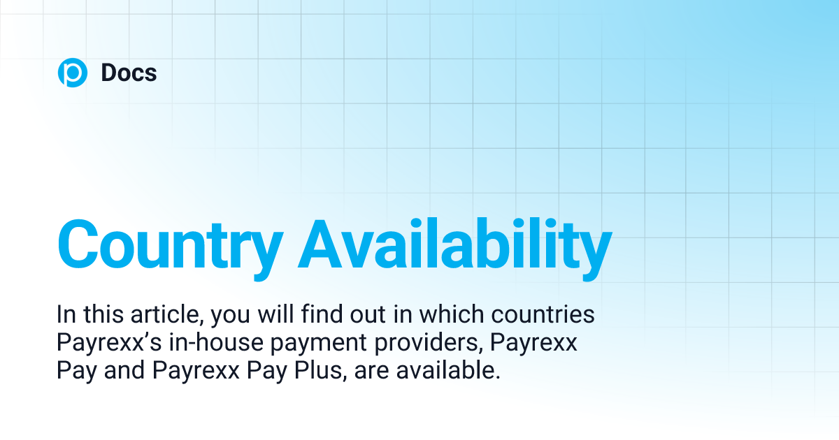 Country Availability | ENGLISH | Docs