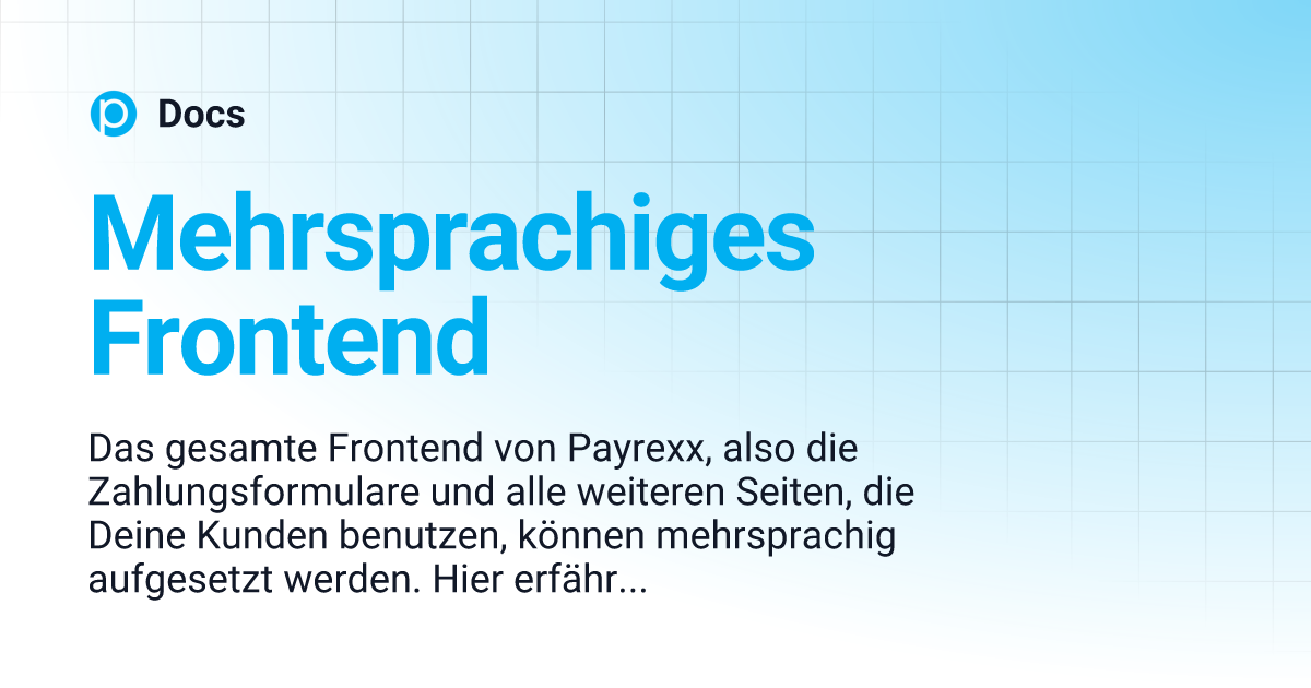 Mehrsprachiges Frontend | Docs