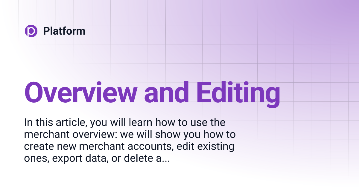 Overview and Editing | ENGLISH | Platform