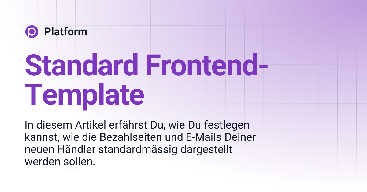 Standard Frontend-Template | Platform